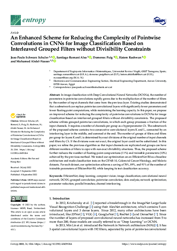 (PDF) An Enhanced Scheme for Reducing the Complexity of Pointwise Convolutions in CNNs for Image ...