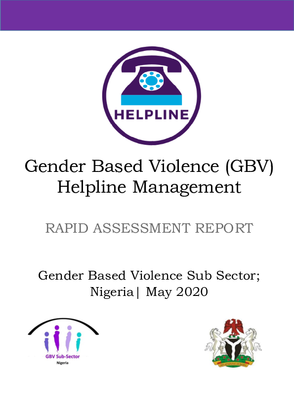 (PDF) GBV Helpline Mgt Rapid Assessment Report. Final.
