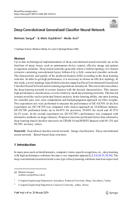 (PDF) Deep Convolutional Generalized Classifier Neural Network