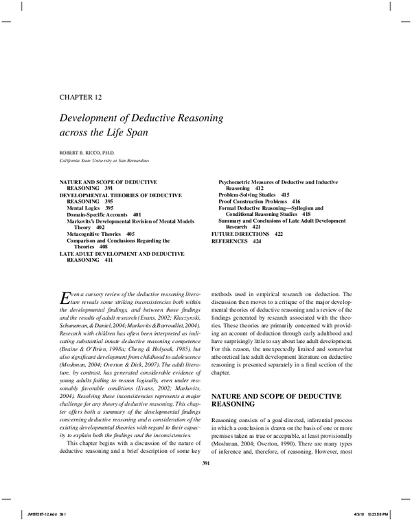 (PDF) Development of Deductive Reasoning