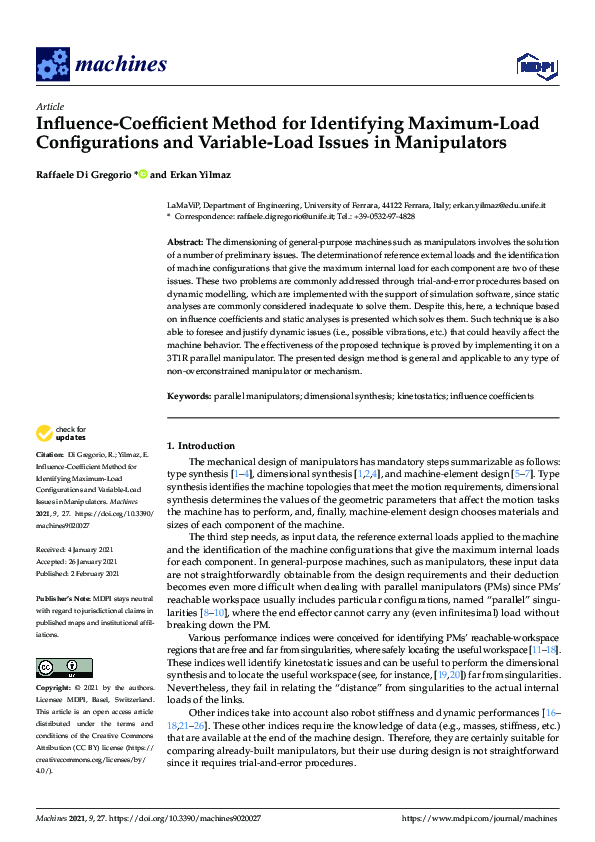 (PDF) Influence-Coefficient Method for Identifying Maximum-Load Configurations and Variable-Load ...