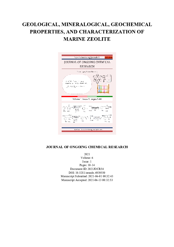 (PDF) Geological, Mineralogical, Geochemical Properties, and Characterization of Marine Zeolite
