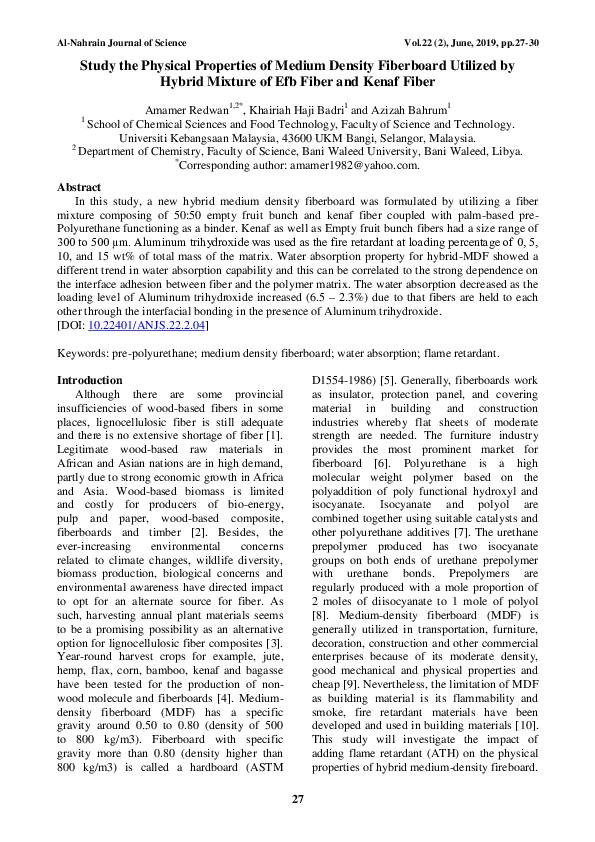 (PDF) Study the Physical Properties of Medium Density Fiberboard ...