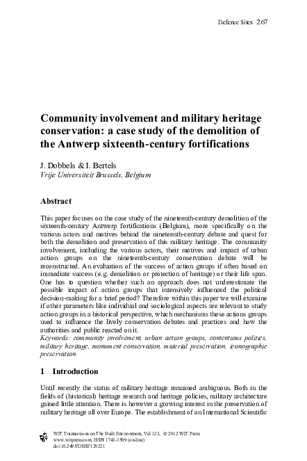(PDF) Community involvement and military heritage conservation: a case study of the demolition ...
