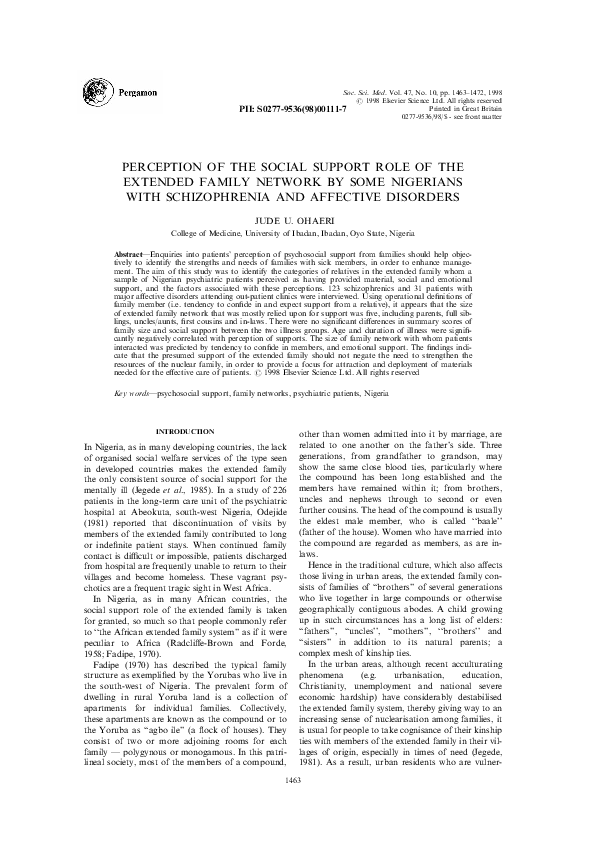 (PDF) Perception of the social support role of the extended family ...