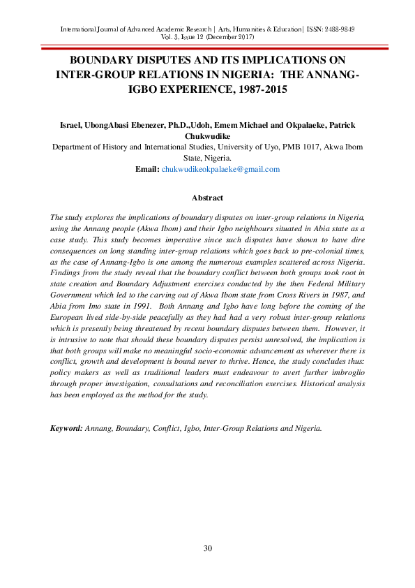(PDF) Boundary Disputes and Its Implications on Inter-Group Relations ...