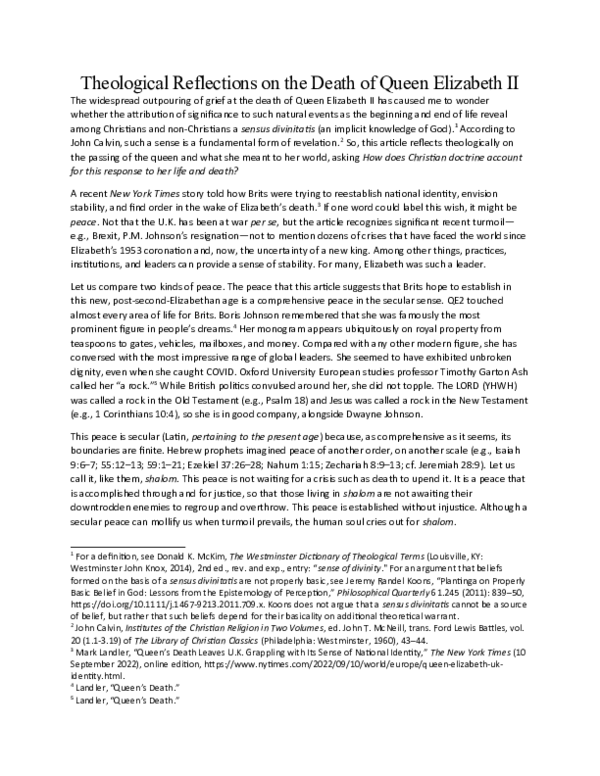 (DOC) Theological Reflections on the Death of Queen Elizabeth II