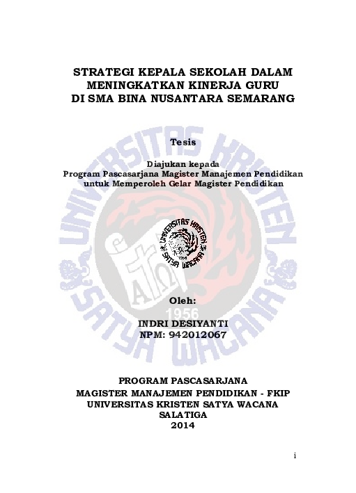 (PDF) Strategi Kepala Sekolah Dalam Meningkatkan Kinerja Guru di SMA Bina Nusantara Semarang