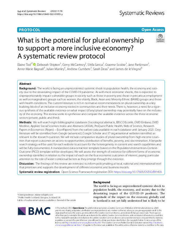 (PDF) What is the potential for plural ownership to support a more ...