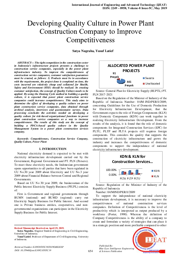 (PDF) Developing Quality Culture in Power Plant Construction Company to Improve Competitiveness
