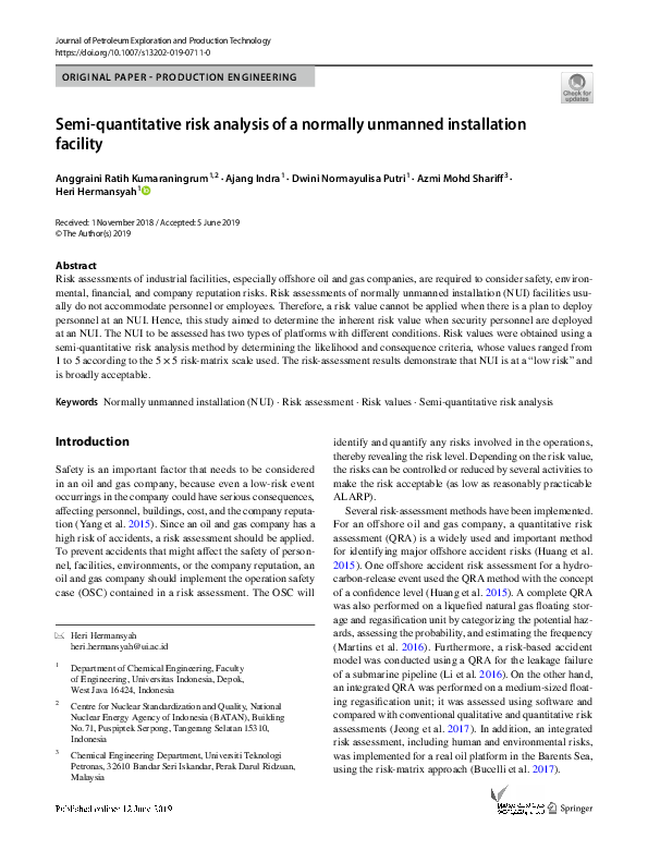 (PDF) Semi-quantitative risk analysis of a normally unmanned ...