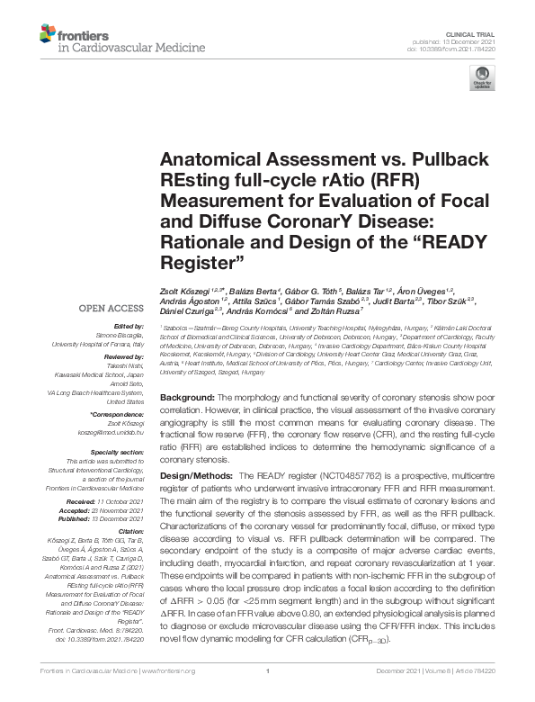 (PDF) Anatomical Assessment vs. Pullback REsting full-cycle rAtio (RFR ...