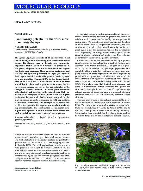 (PDF) Evolutionary potential in the wild: more than meets the eye