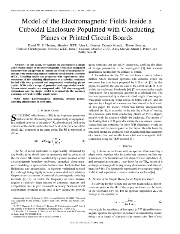 (PDF) Model of the electromagnetic fields inside a cuboidal enclosure populated with conducting ...