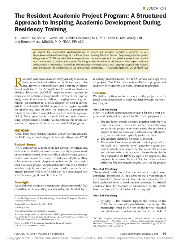 (PDF) The Resident Academic Project Program: A Structured Approach to Inspiring Academic ...