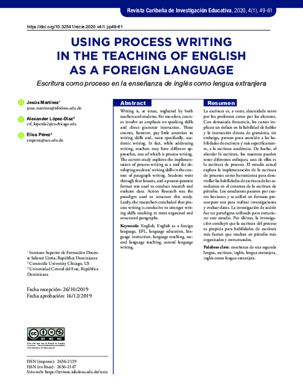 (PDF) Escritura como proceso en la enseñanza de inglés como lengua ...