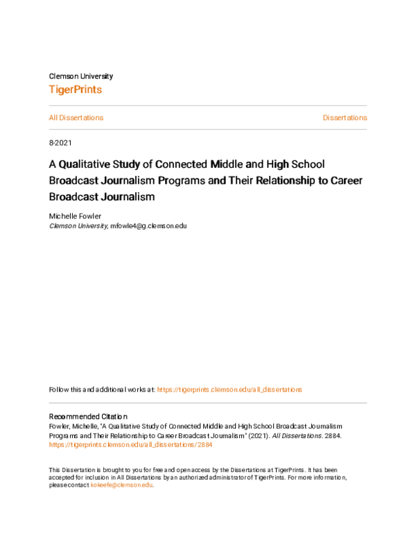 (PDF) A Qualitative Study of Connected Middle and High School Broadcast ...
