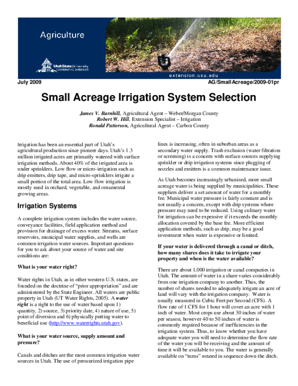 (PDF) Small Acreage Irrigation System Selection