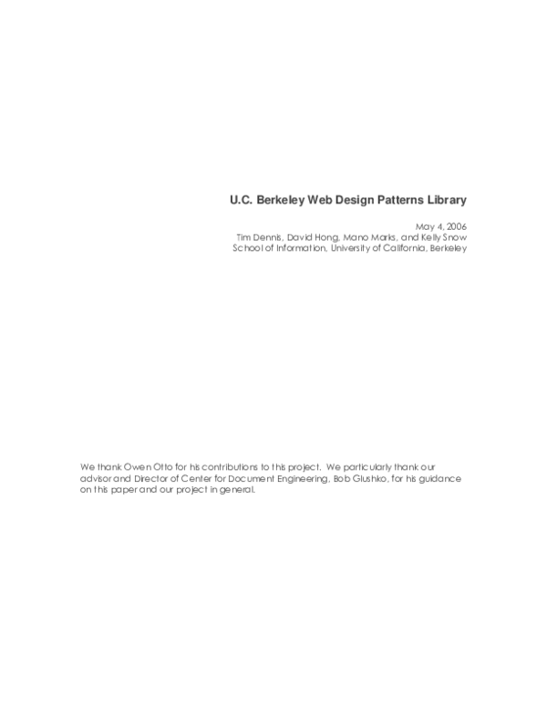 (PDF) UC Berkeley Web Design Patterns Library