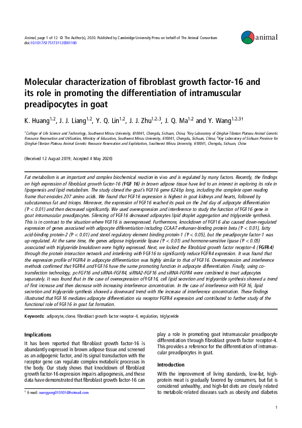 (PDF) Molecular Characterization of Fibroblast Growth Factor ...