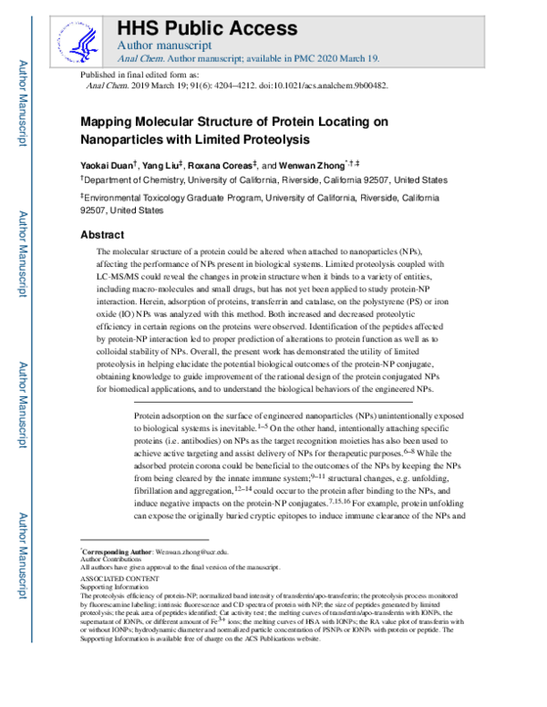 (PDF) Mapping Molecular Structure of Protein Locating on Nanoparticles ...