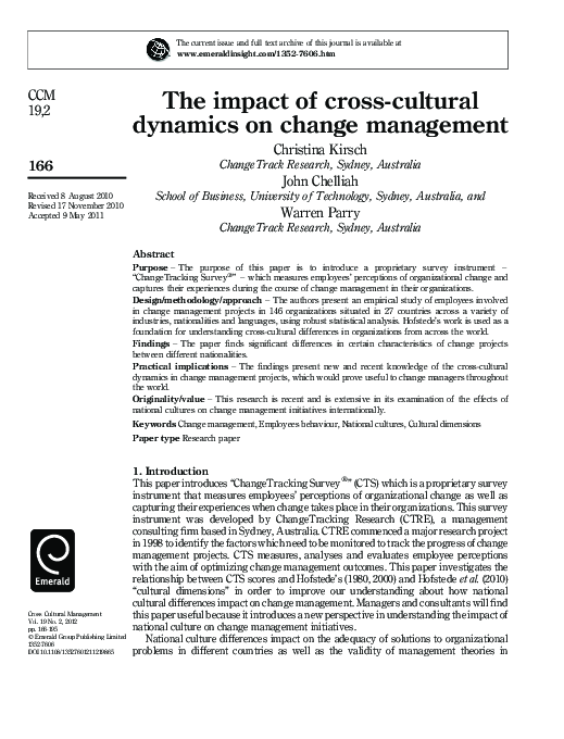 (PDF) The impact of cross‐cultural dynamics on change management