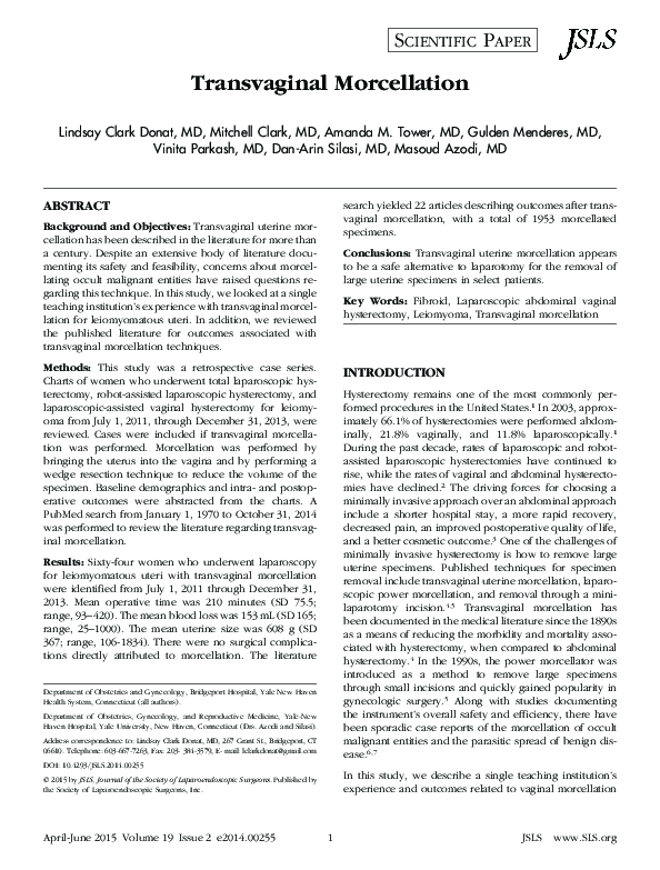 (PDF) Transvaginal Morcellation