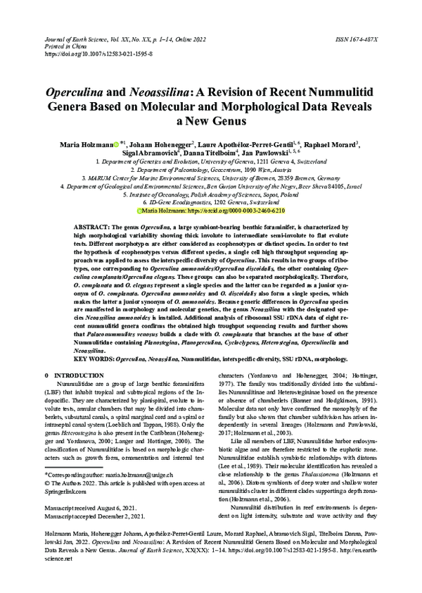 (PDF) Operculina and Neoassilina: A Revision of Recent Nummulitid ...