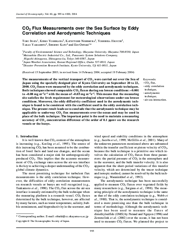 (PDF) CO2 Flux Measurements over the Sea Surface by Eddy Correlation and Aerodynamic Techniques