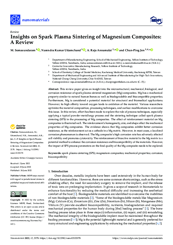 (PDF) Insights on Spark Plasma Sintering of Magnesium Composites: A Review