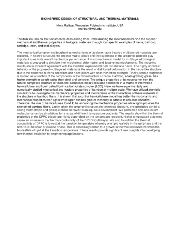 (PDF) Bioinspired design of structural and thermal materials