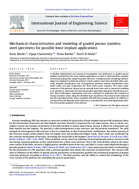 (PDF) Mechanical characterization and modeling of graded porous ...