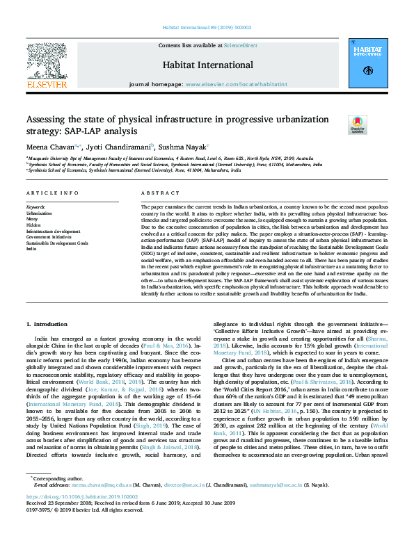 (PDF) Assessing the state of physical infrastructure in progressive ...