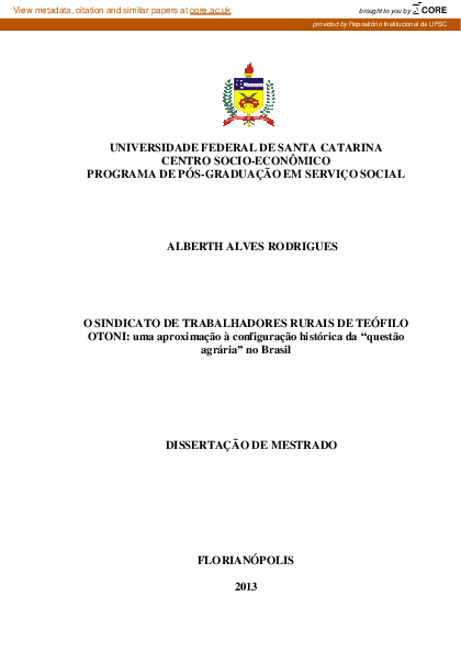 (PDF) O sindicato de trabalhadores rurais de Teófilo Otoni: uma ...
