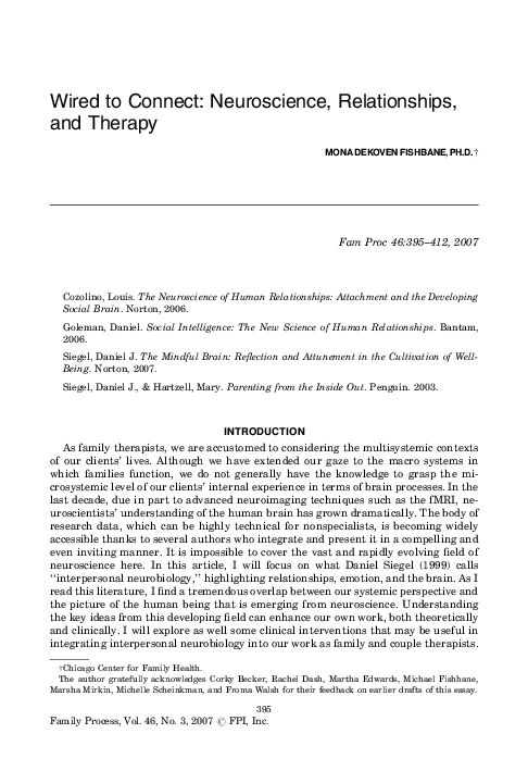 (PDF) Wired to Connect: Neuroscience, Relationships, and Therapy