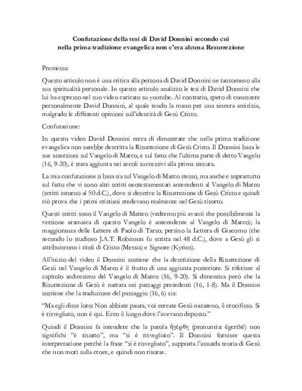 (PDF) Confutazione della tesi di David Donnini secondo cui nella prima ...