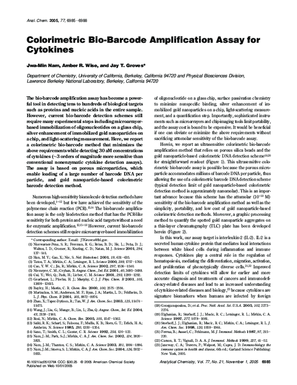 (PDF) Colorimetric Bio-Barcode Amplification Assay for Cytokines