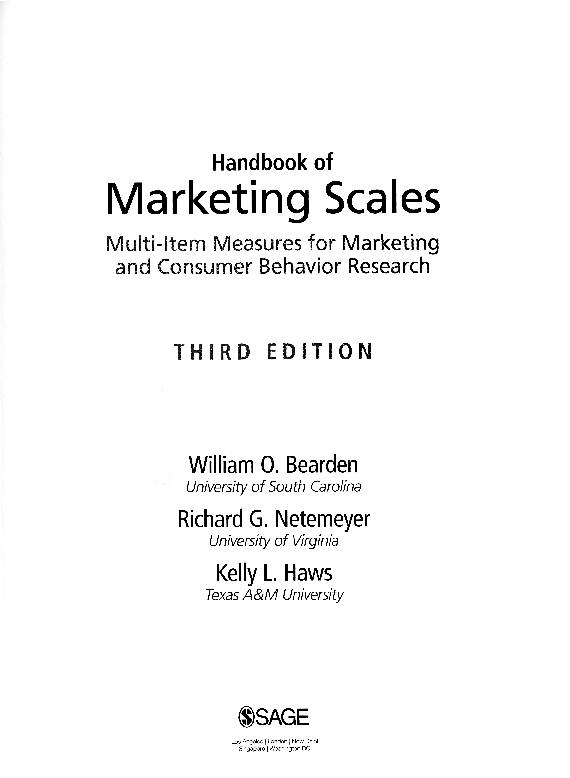 (PDF) Marketing Scales Handbook: A Compilation of Multi-Item Measures