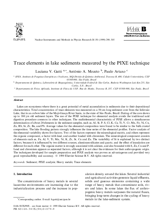 (PDF) Trace Element Analysis in Lake Sediments via PIXE Technique