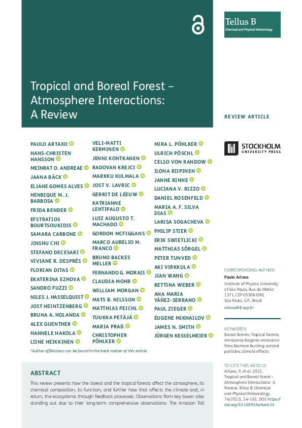 (PDF) Tropical and Boreal Forest – Atmosphere Interactions: A Review