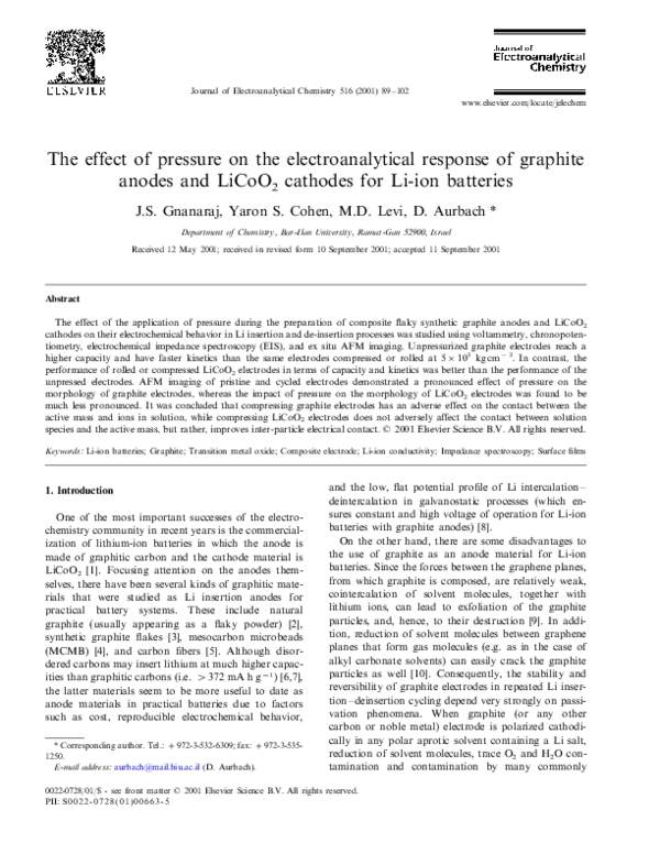 (PDF) The effect of pressure on the electroanalytical response of graphite anodes and LiCoO2 ...