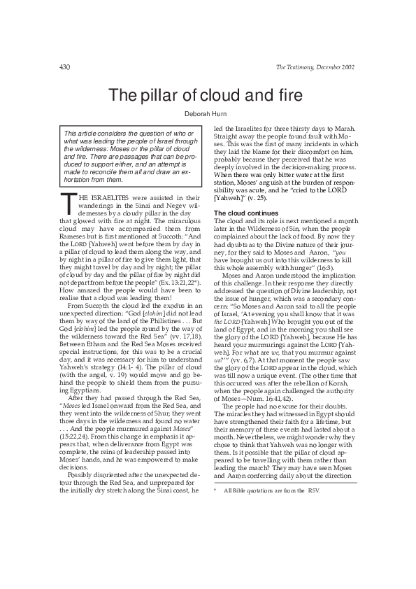 (PDF) The pillar of cloud and fire