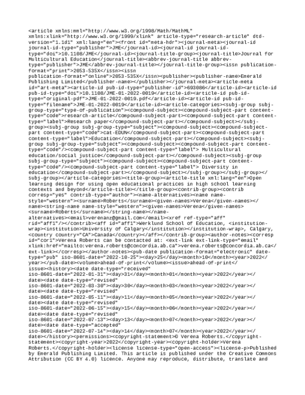 Open learning design for using open educational practices in high school learning contexts and ...