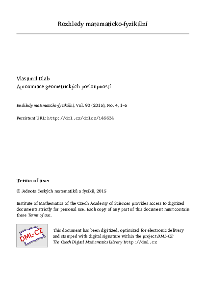 (PDF) Aproximace geometrických posloupností | Vlastimil Dlab - Academia.edu