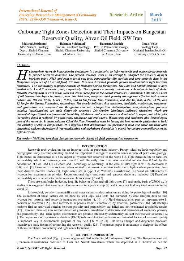 (PDF) Carbonate Tight Zones Detection and Their Impacts on Bangestan ...