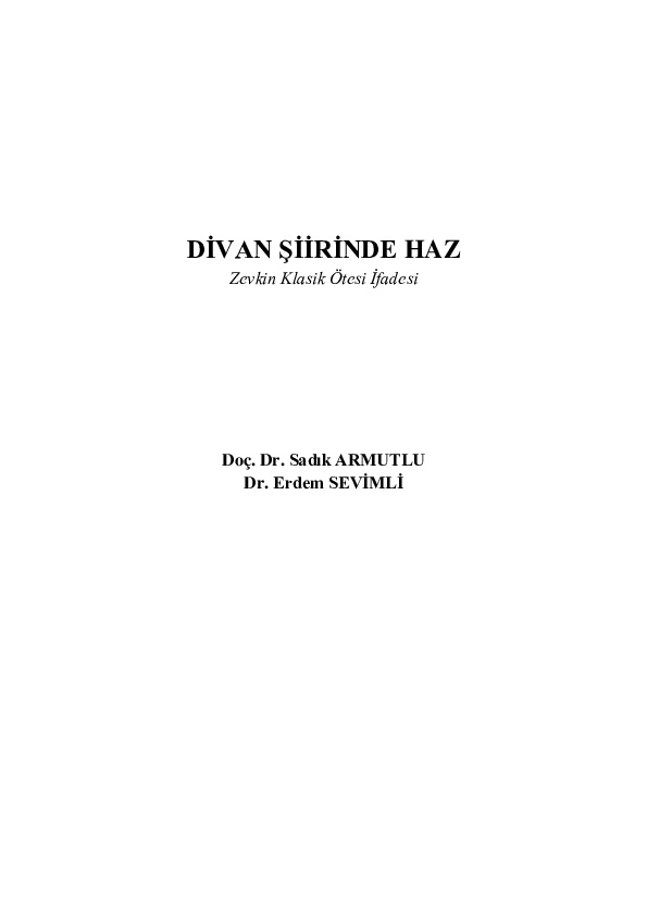 (PDF) DİVAN ŞİİRİNDE HAZ-KİTAP