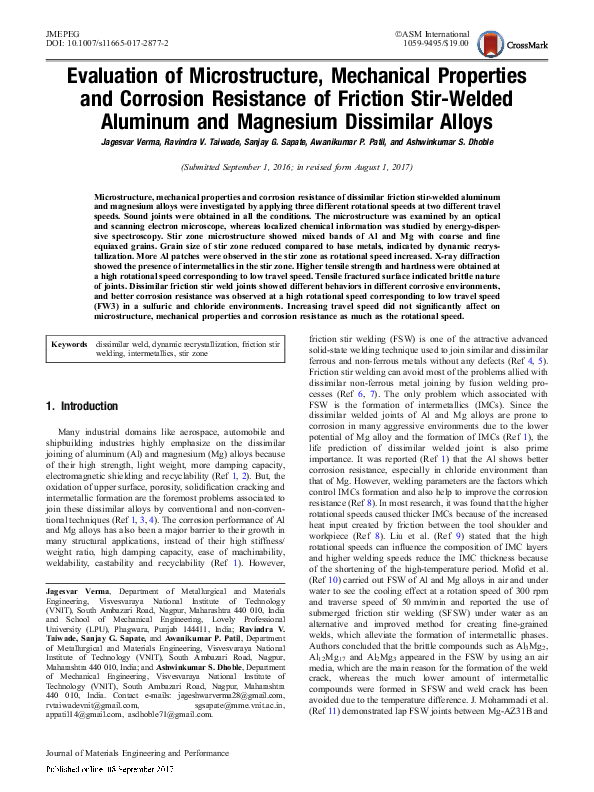 (PDF) Evaluation of Microstructure, Mechanical Properties and Corrosion ...