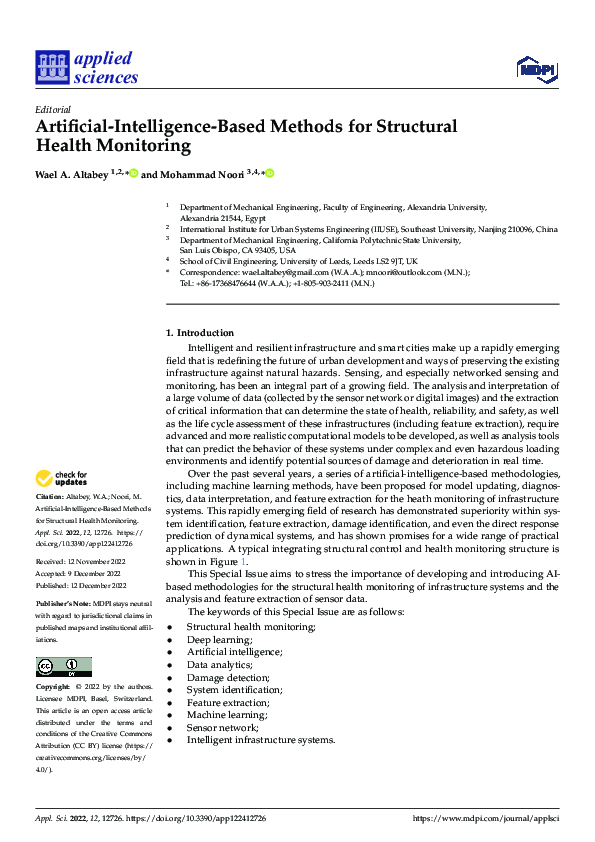 (PDF) Artificial-Intelligence-Based Methods for Structural Health Monitoring