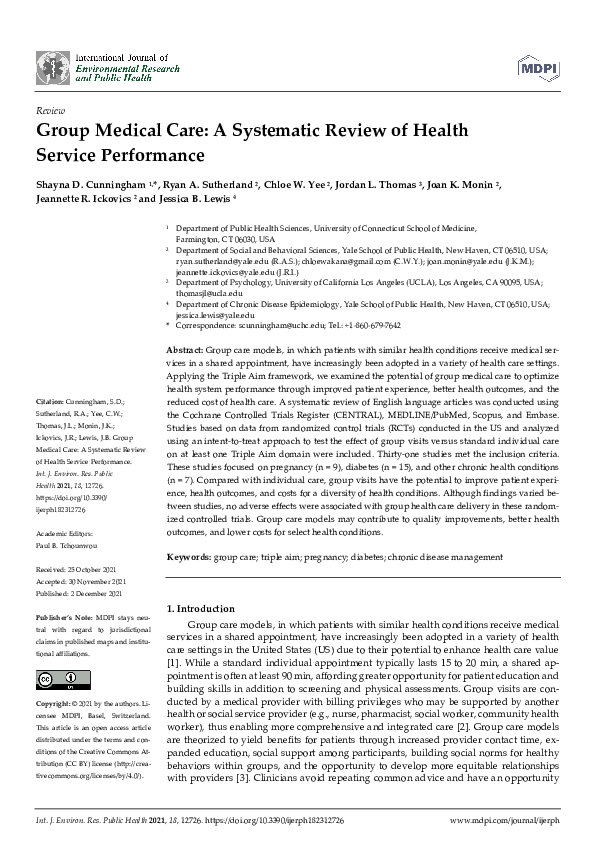 (PDF) Group Medical Care: A Systematic Review of Health Service Performance