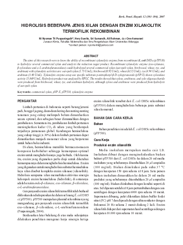 (PDF) Hidrolisis beberapa jenis xilan dengan enzim xilanolitik ...